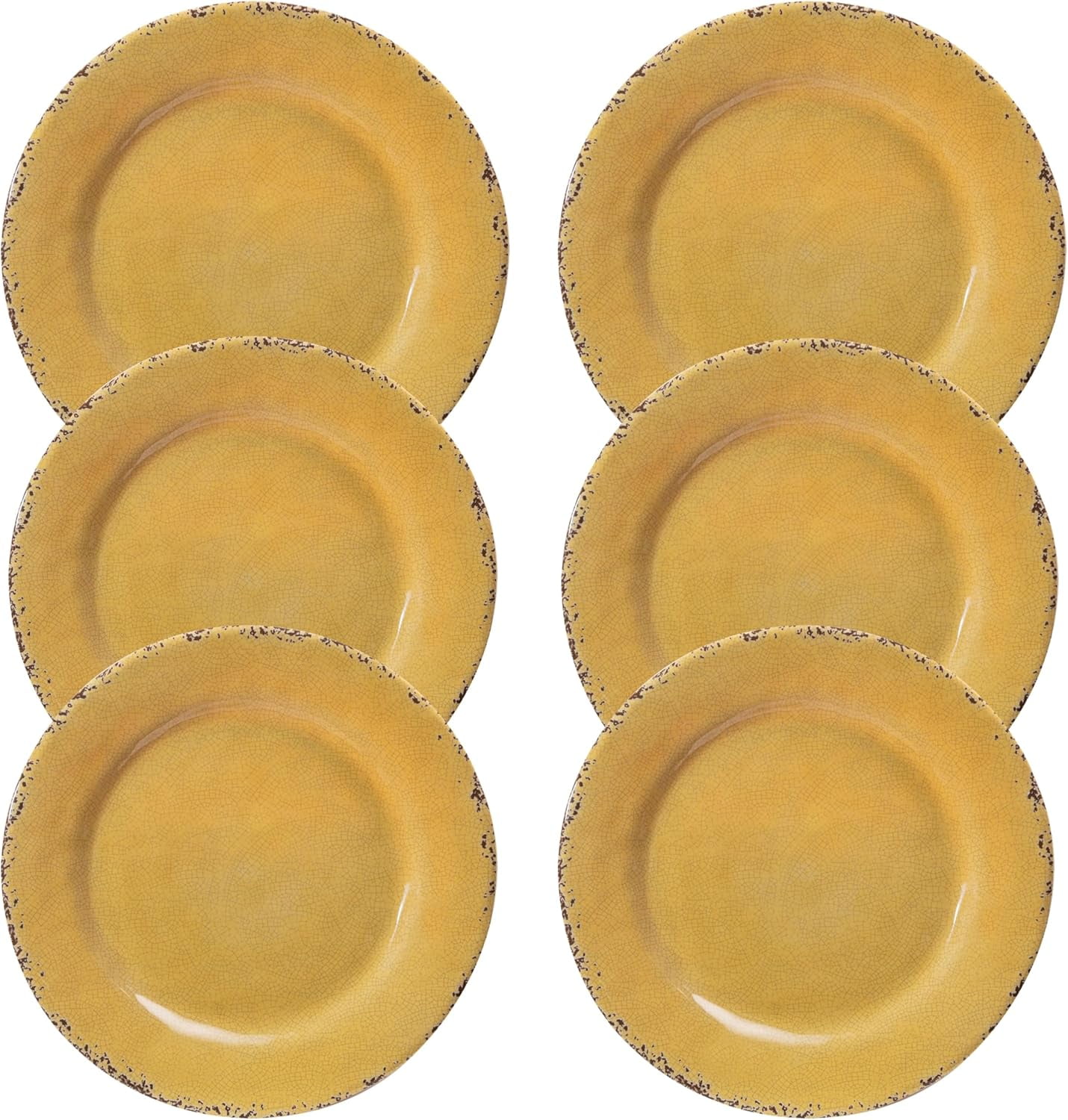 Fanhua-Farmhouse Melamine Dinner Plate Set, 6 Piece 11-inch Chip ...