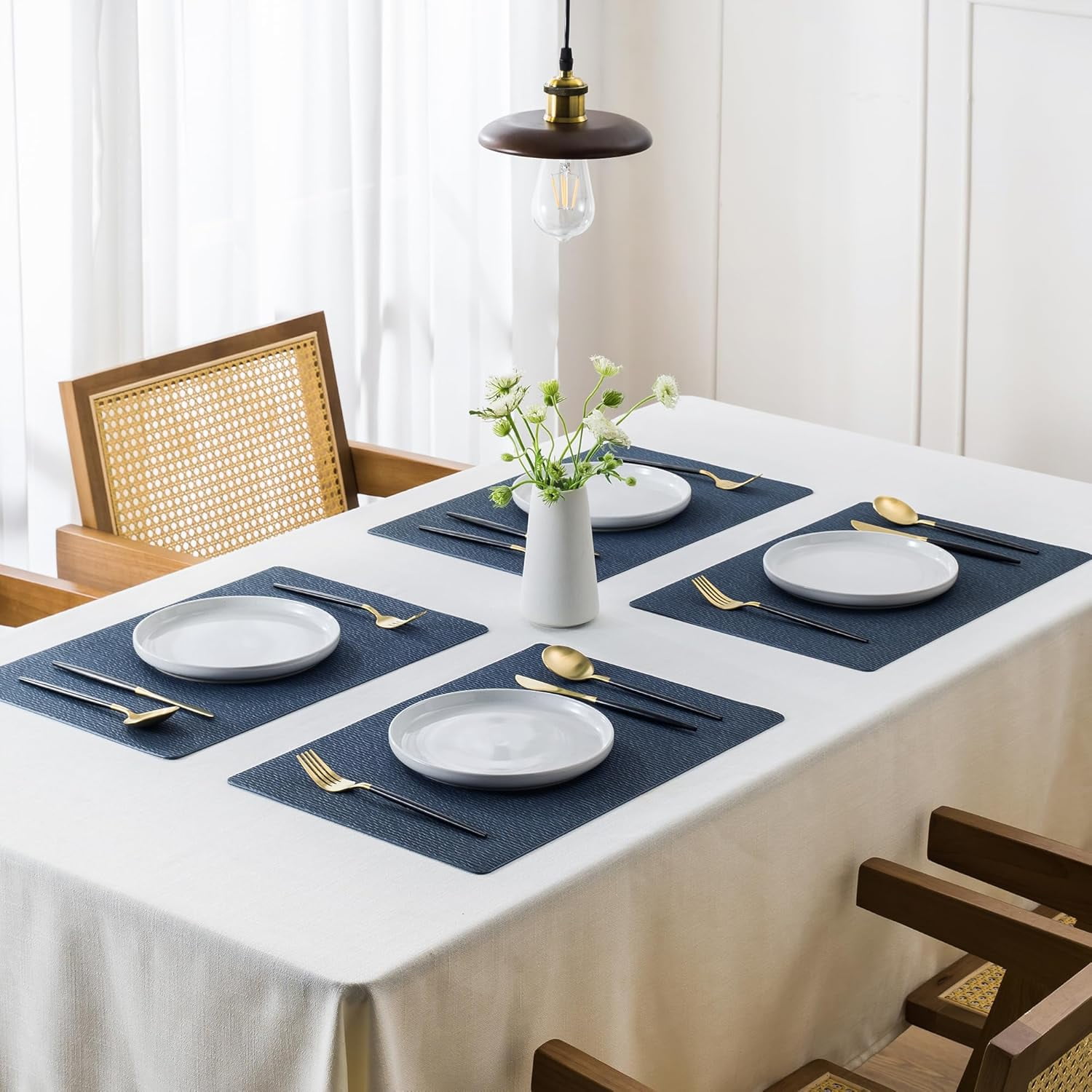 Fanhua-Faux Leather Placemats Set of 4, Waterproof Washable Table Mats ...