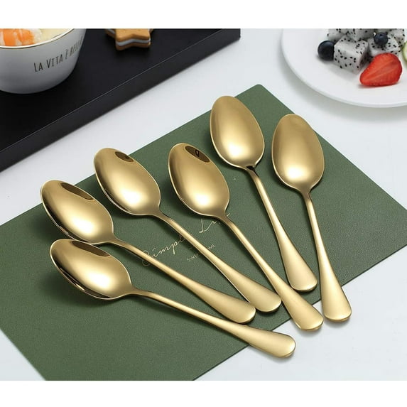 Fanhua-Gold Teaspoons, 6 Pieces 6.7" Stainless Steel Tea Spoons With ...