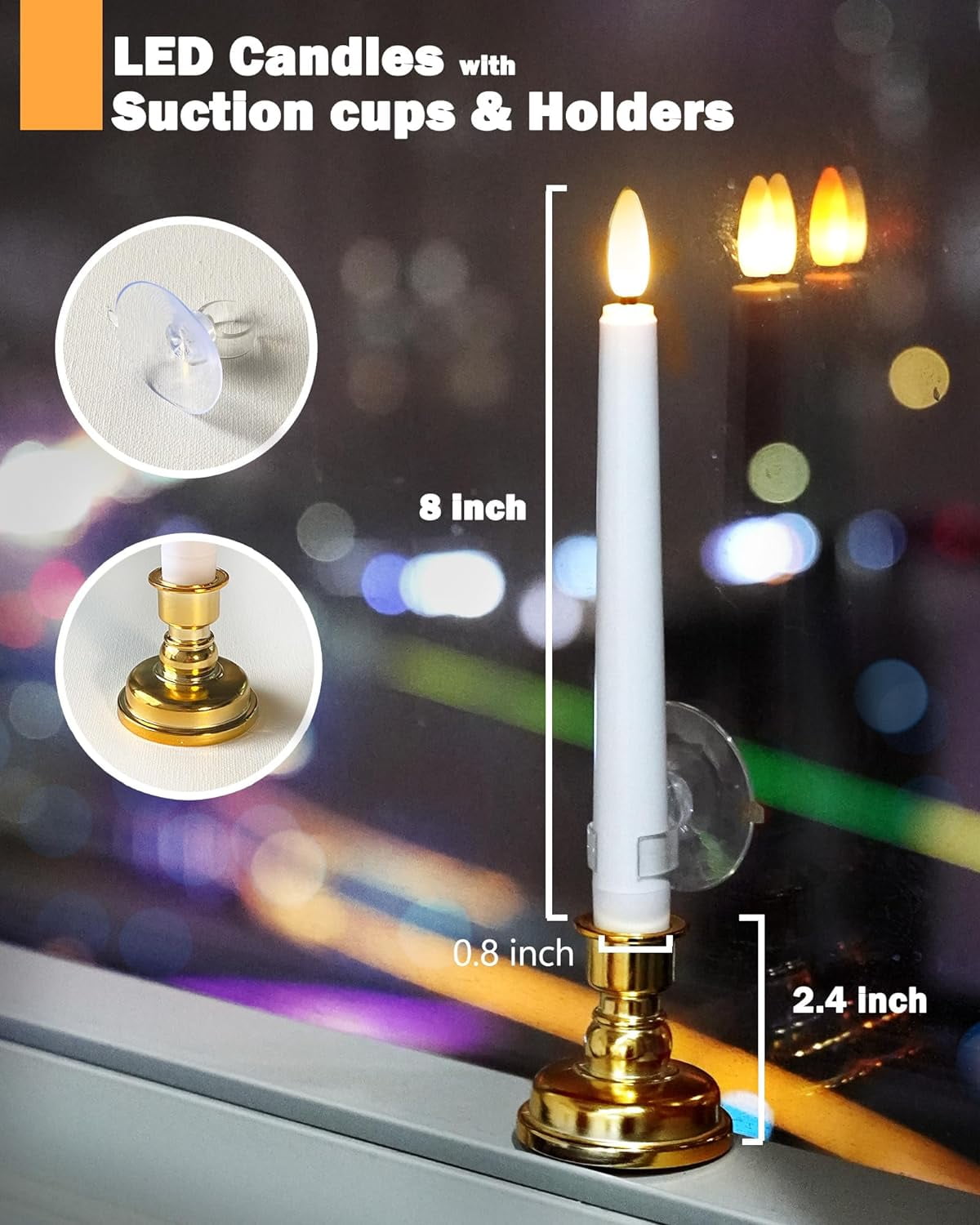 Fanhua-LED Christmas Flamless Window Candles with Timer, 8 Inch Battery ...