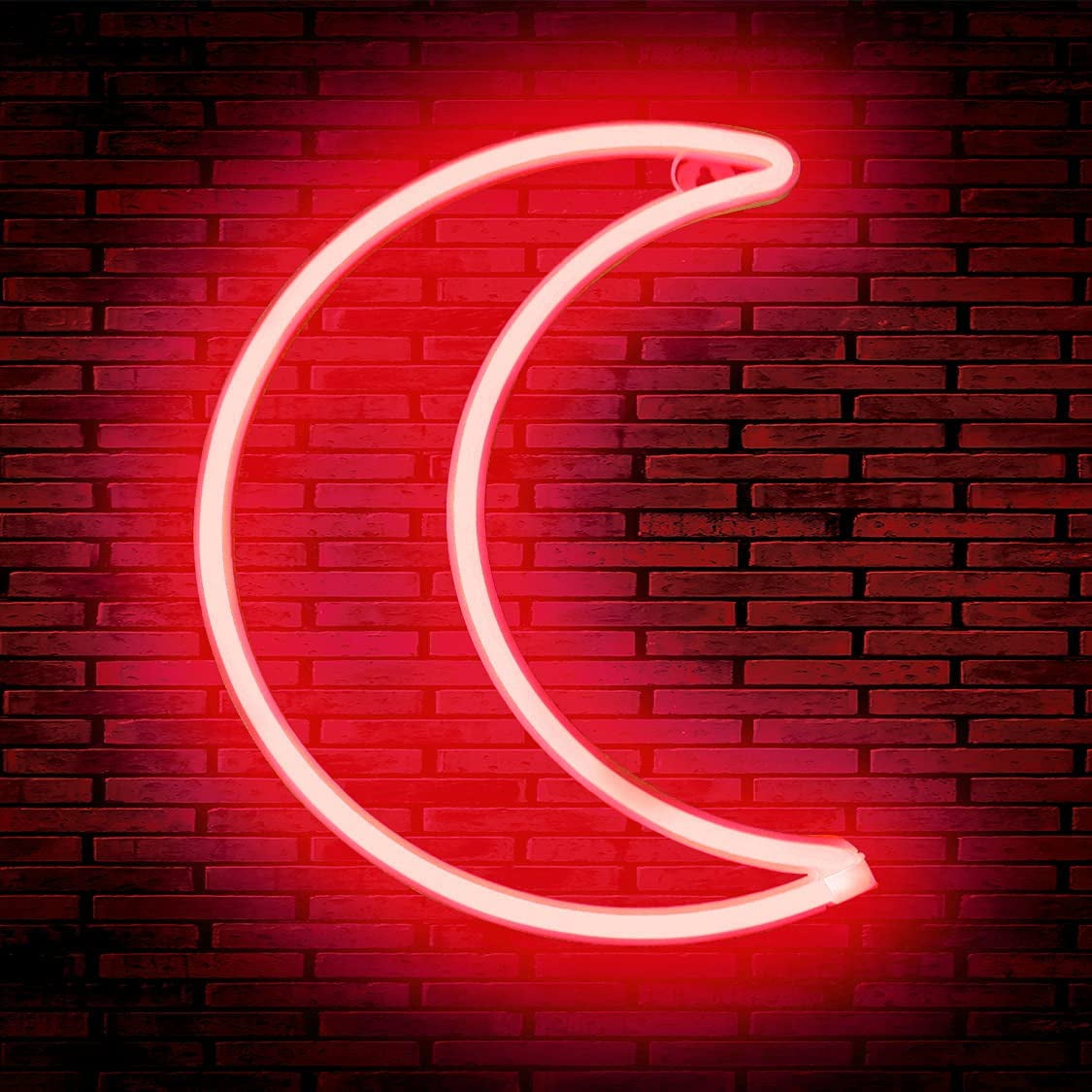 Fanhua-LED Red Moon Neon Light, Cute Neon Moon Sign,Halloween Room ...