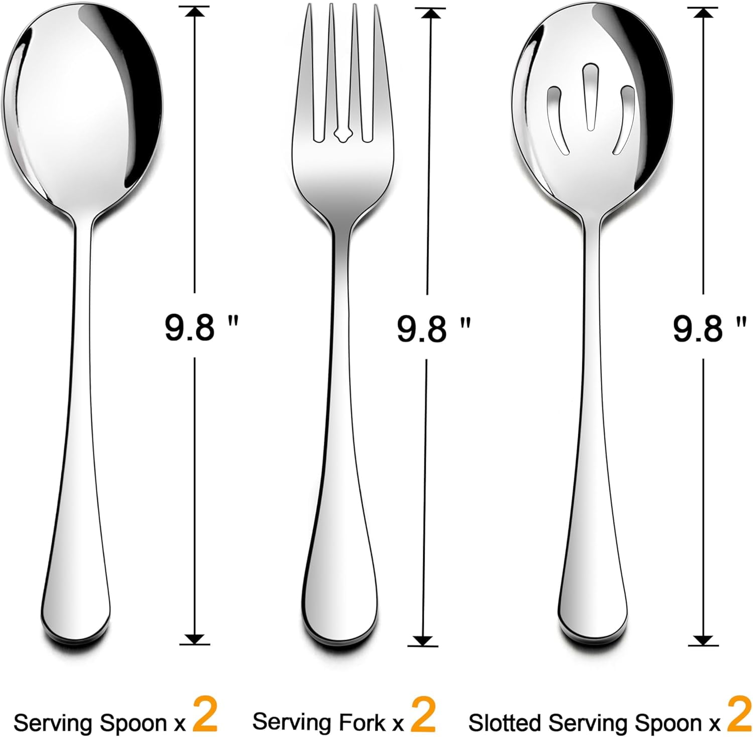 Fanhua-Large Serving Utensils Set, 6-Piece Stainless Steel Serving ...