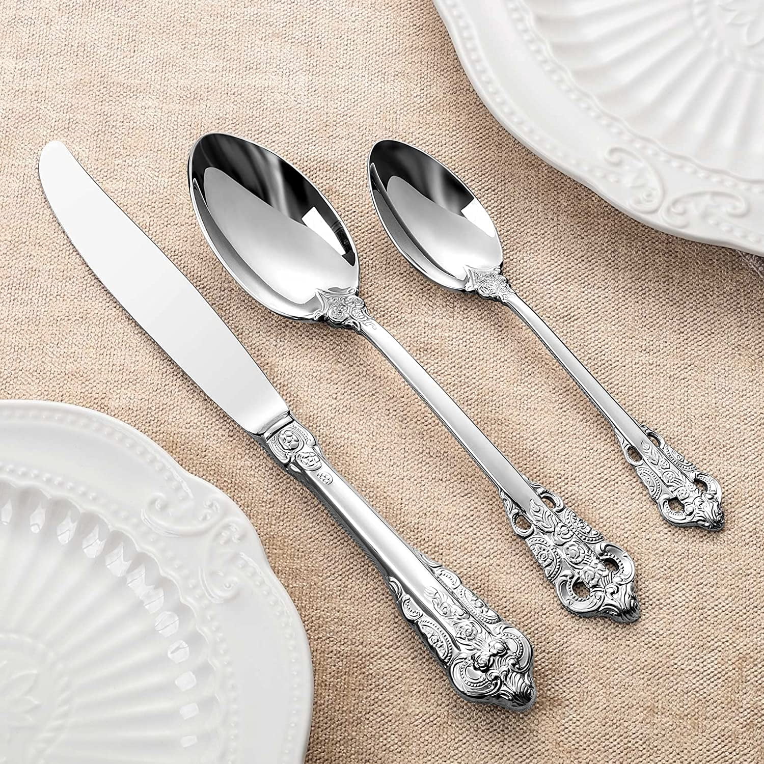 Fanhua-Luxury Dinner Spoon, Set of 4, 18/10 Stainless Steel Tablespoons ...