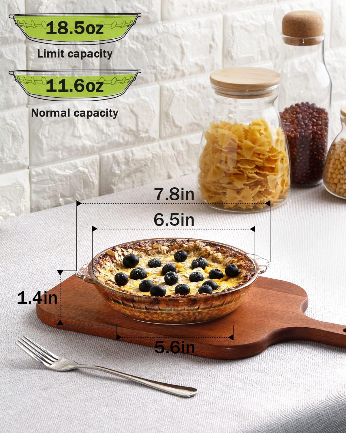 Fanhua-Mini Pie Plate 11.6oz Tart Pan Easy Grab Glass Pie Pan for ...