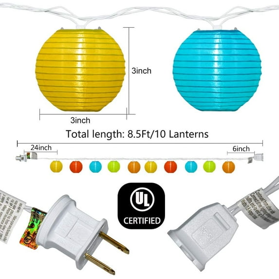 Fanhua-Nylon Lantern String Lights 10 Multicolor Lanterns Plug in Home ...