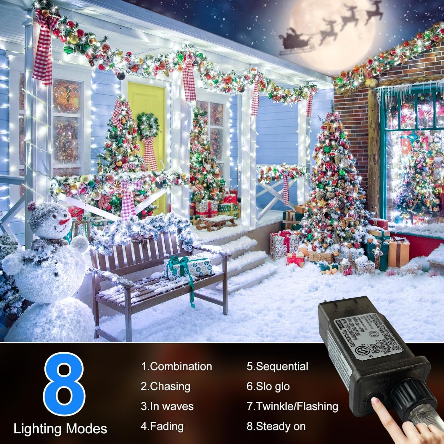 Fanhua-Outdoor Fairy Lights Waterproof, Plug in String Lights with 8 ...