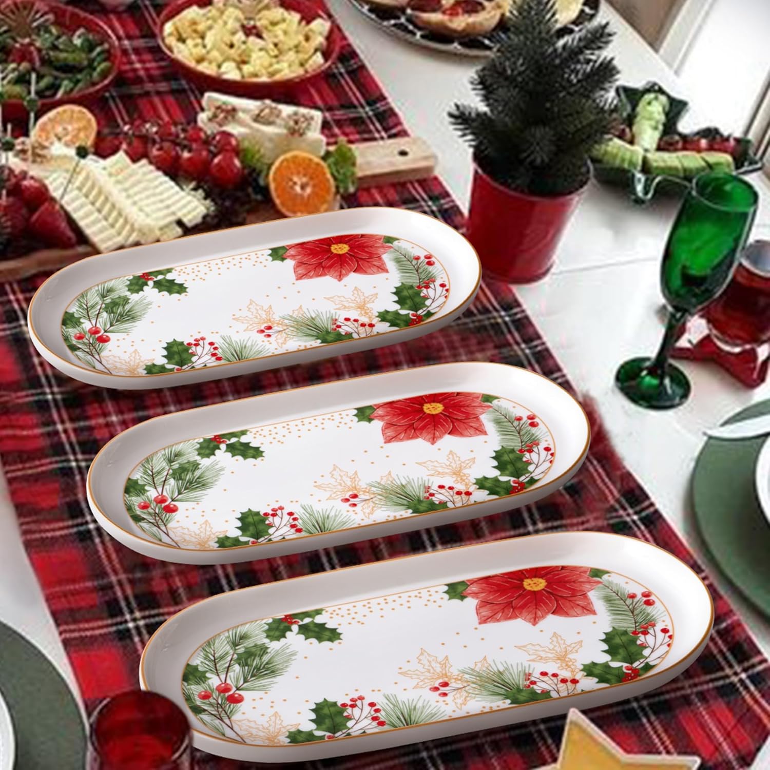 Fanhua-Oval Christmas Platters Ceramic Oval Platter Dinner Plates ...