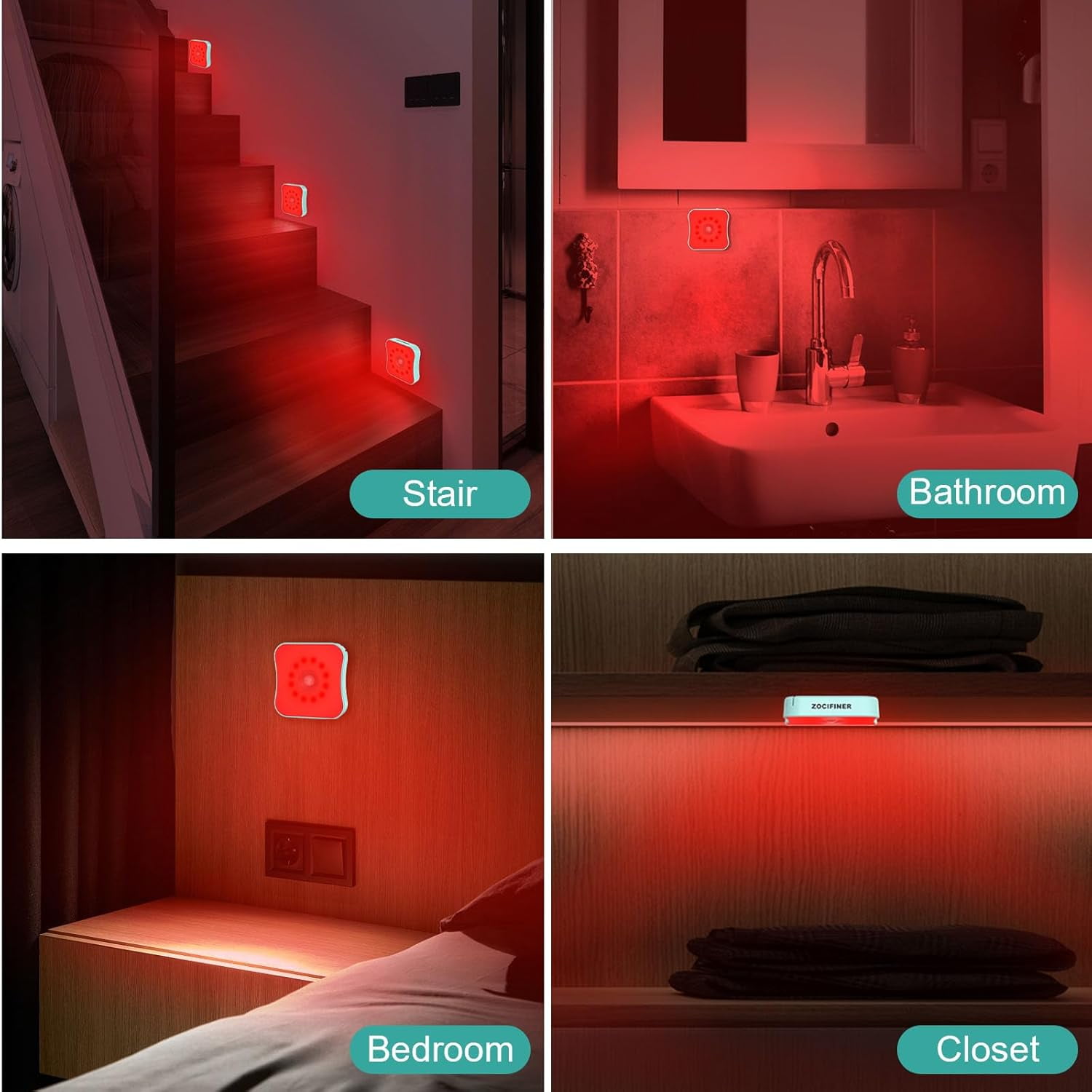 Fanhua-Red Night Lights, Motion Sensor Red Lights, Rechargeable Battery ...