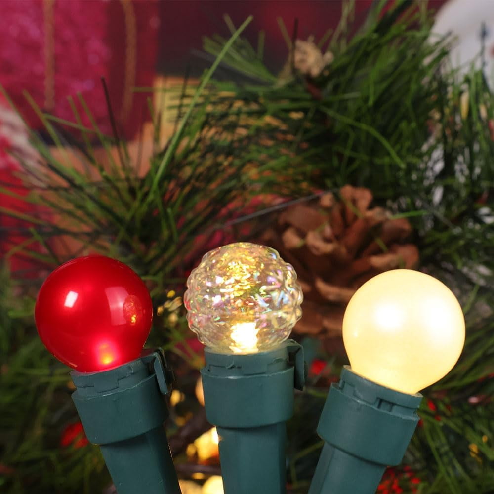 Fanhua-Red and White Christmas Lights Outdoor G15 Pearlized Glass 70 ...