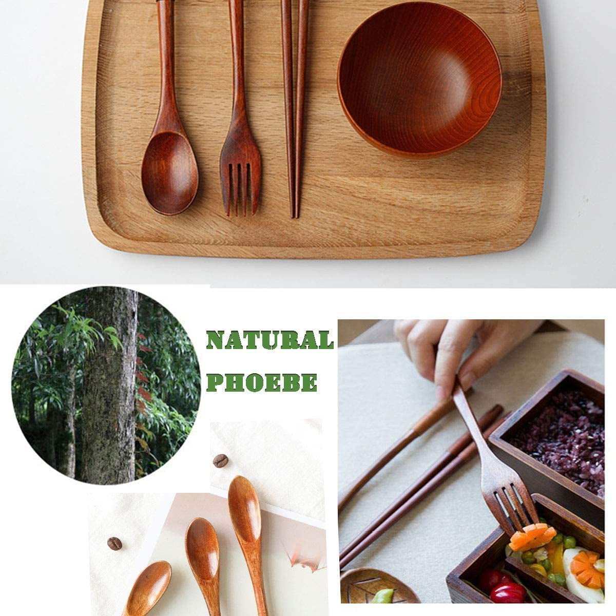 Fanhua-Reusable bamboo Utensils for Eating 8 Pcs Travel Wooden Spoons ...
