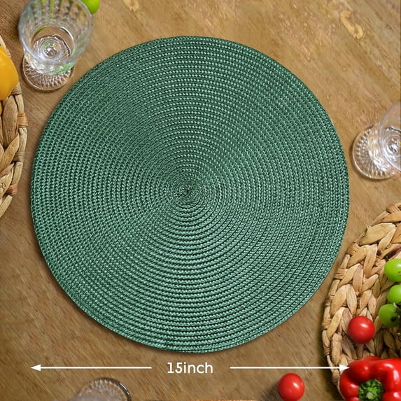 Fanhua-Round Braided Placemats Set of 4 Table Mats for Dining Tables ...
