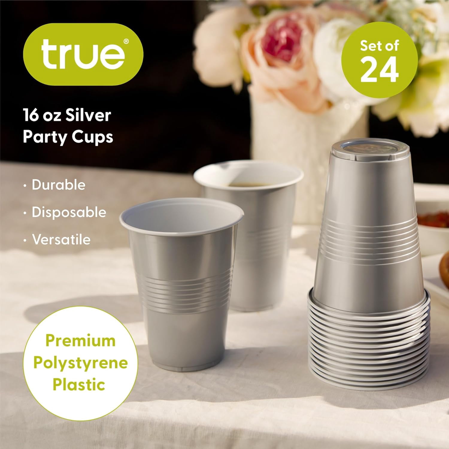 Fanhua-Silver Plastic Cups, Disposable Plastic Drinking Glasses, Party ...