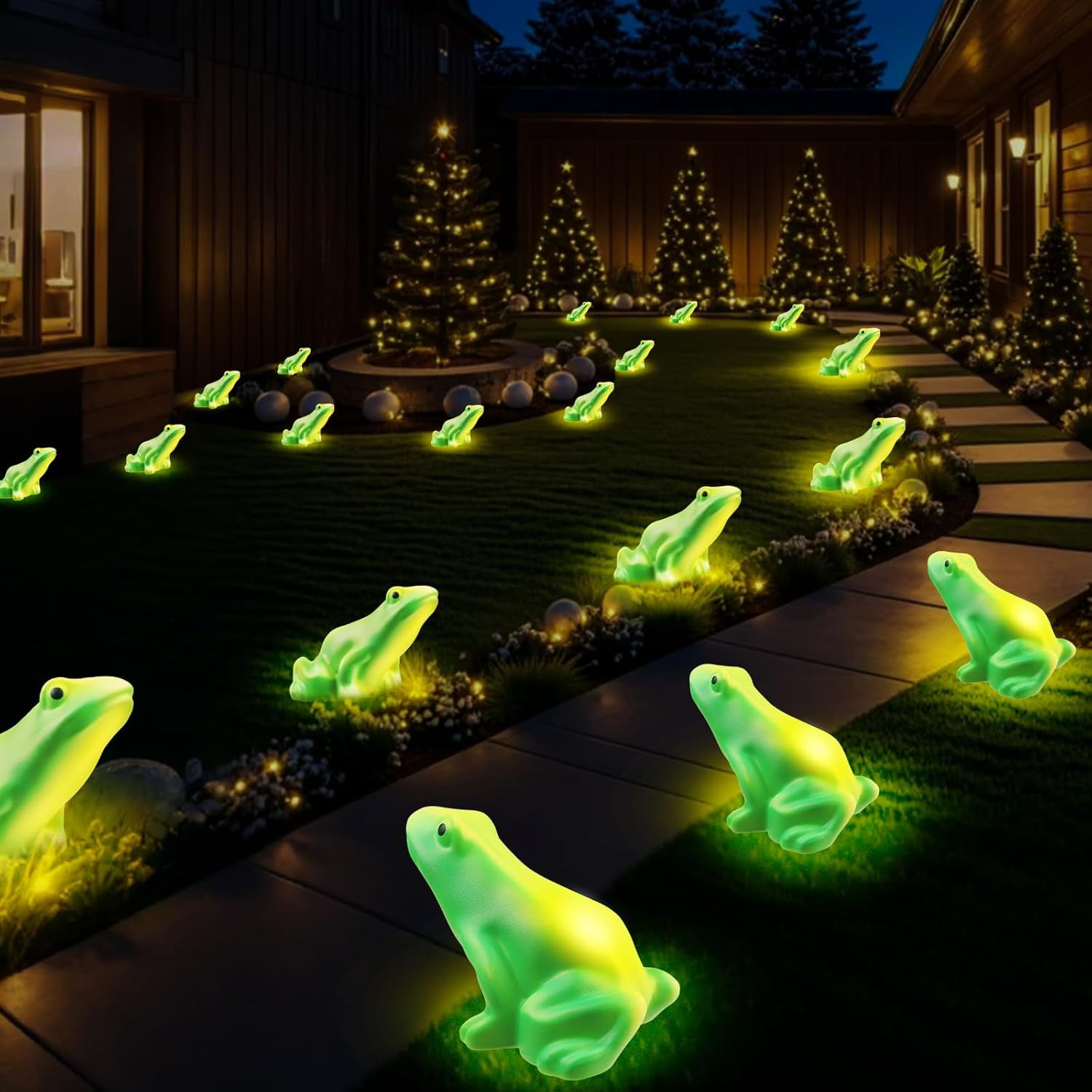 Fanhua-Solar Frog Path Lights Outdoor for Garden Art Decor,6PACKS Frog ...