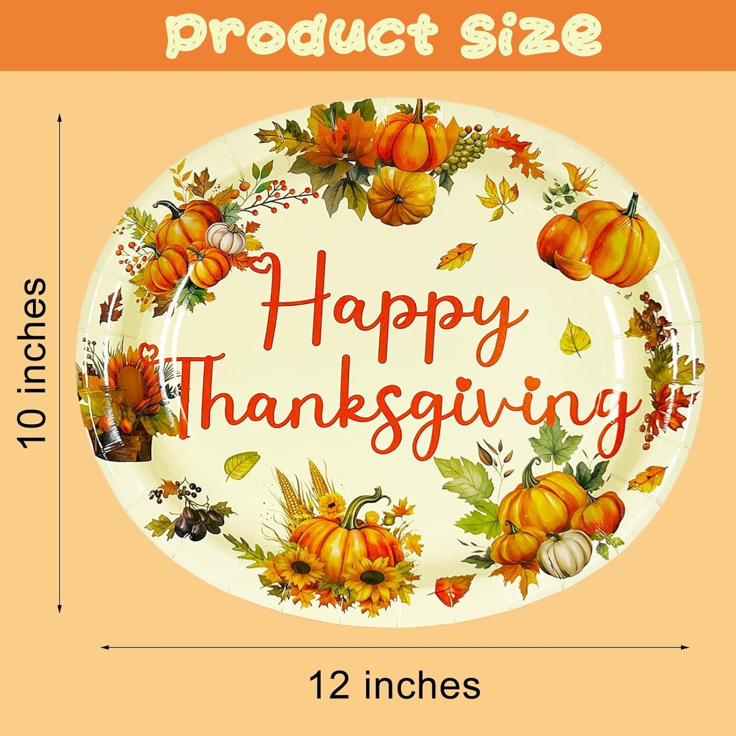 Fanhua-Thanksgiving Paper Plates Disposable Oval Pumpkin Thanksgiving ...