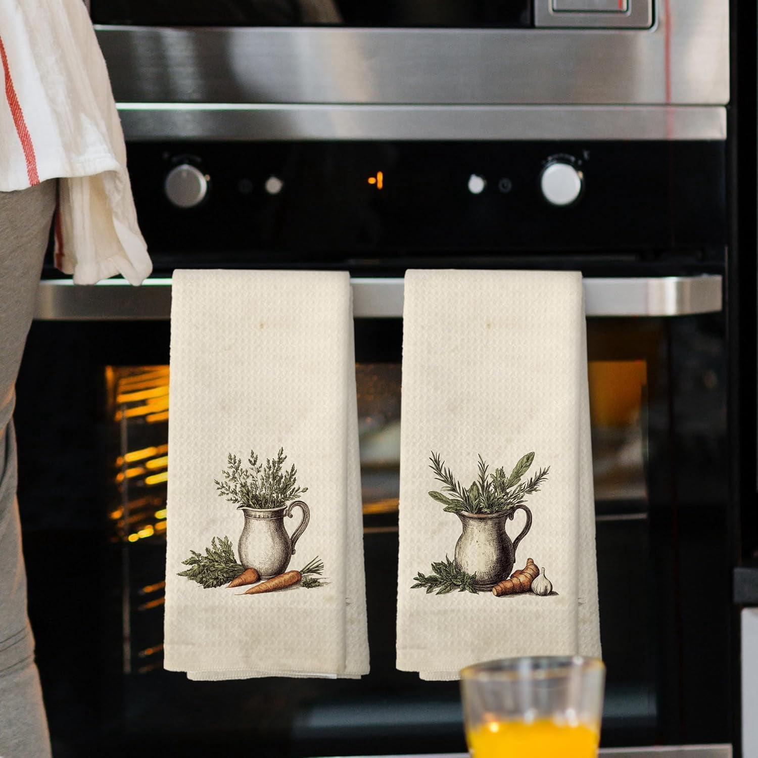 Fanhua-Vintage Country Kitchen Herbs Kitchen Towels Set of 2,Farmhouse ...