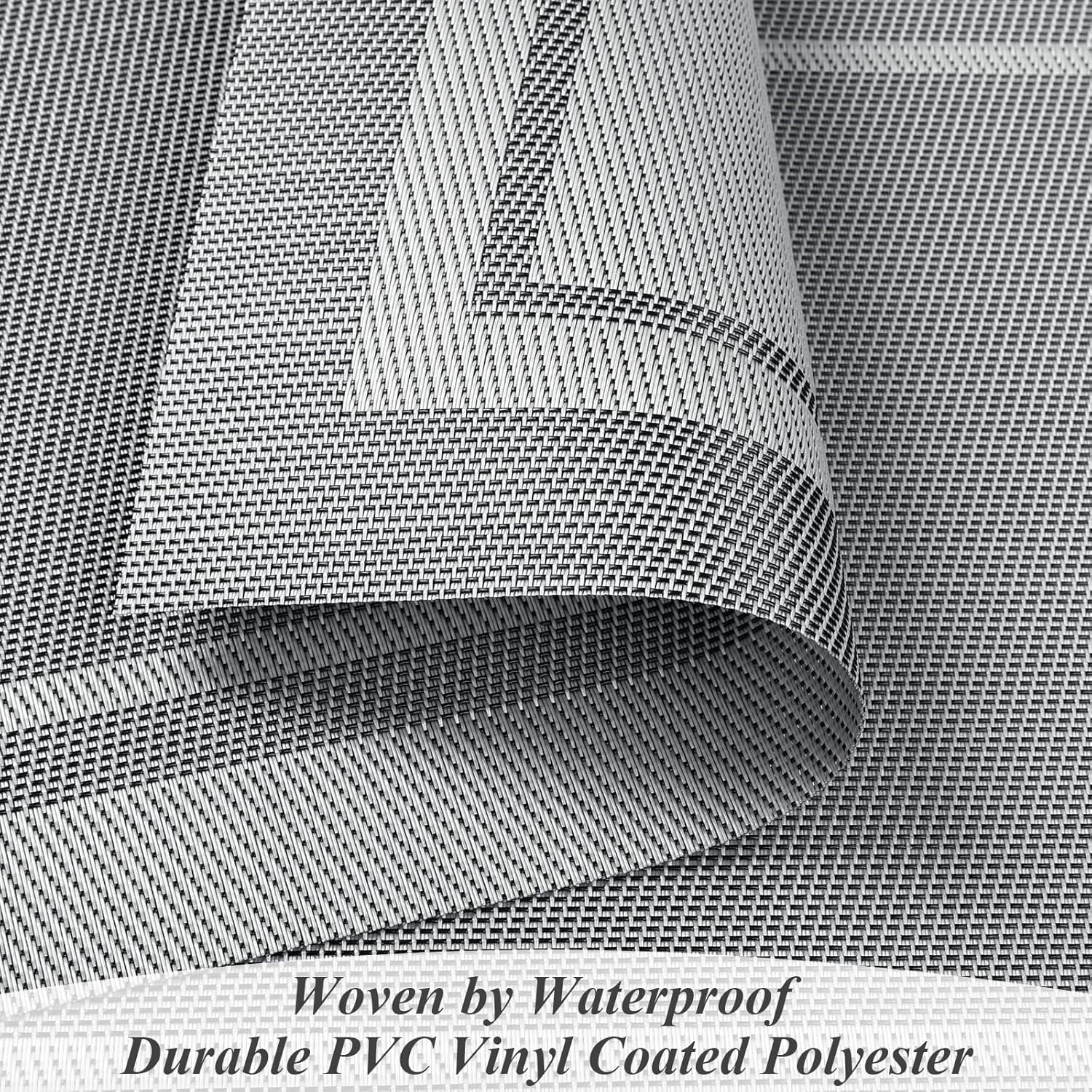 Fanhua-Woven Vinyl Placemats Set of 4 Wipe Clean Place Mats for Dining ...