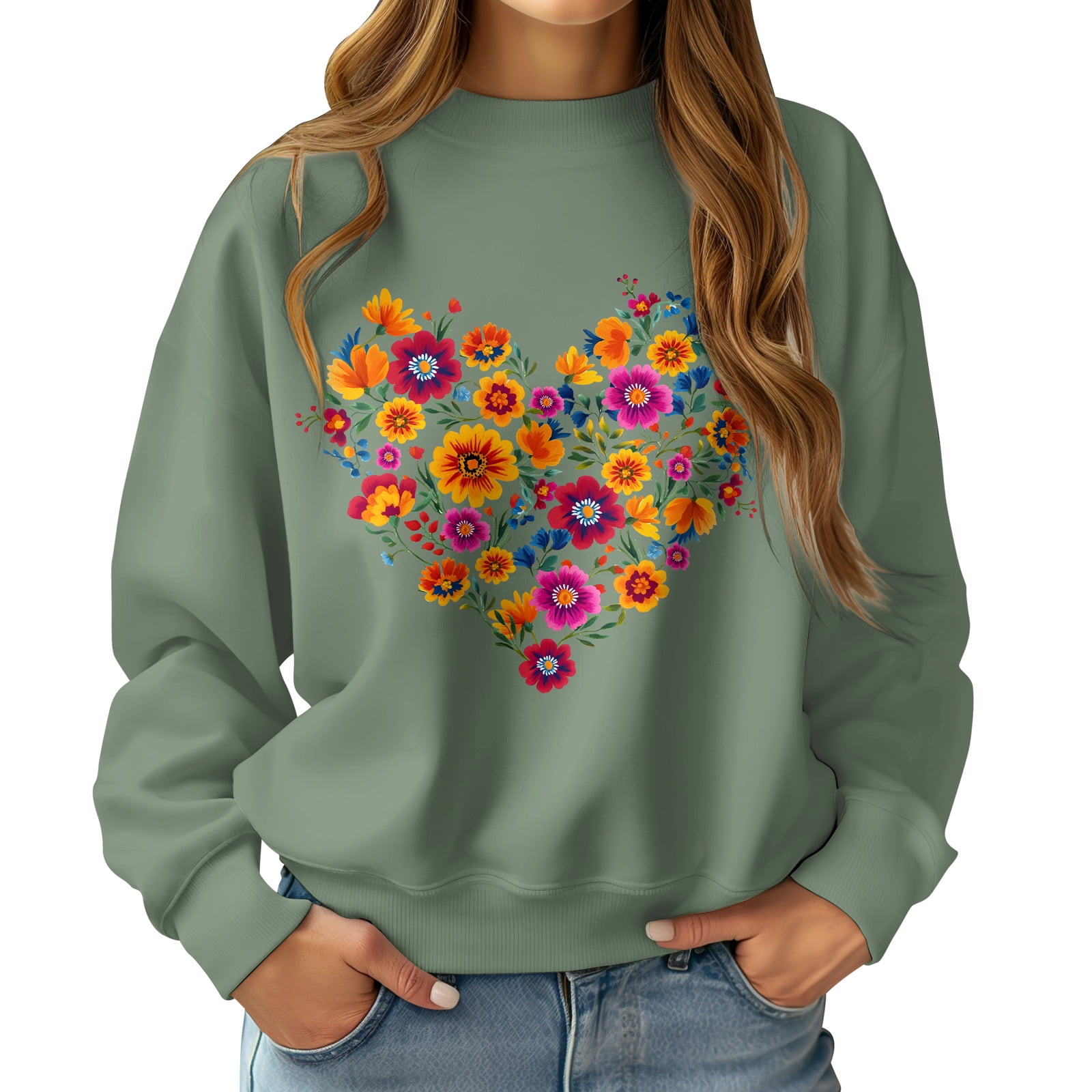 Fanient Womens Casual Fleece Sweatshirts Graphic Floral Hoodies Women ...