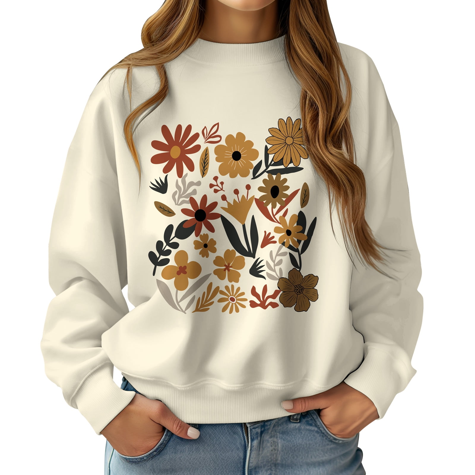 Fanient Womens Casual Fleece Sweatshirts Graphic Floral Hoodies Women ...