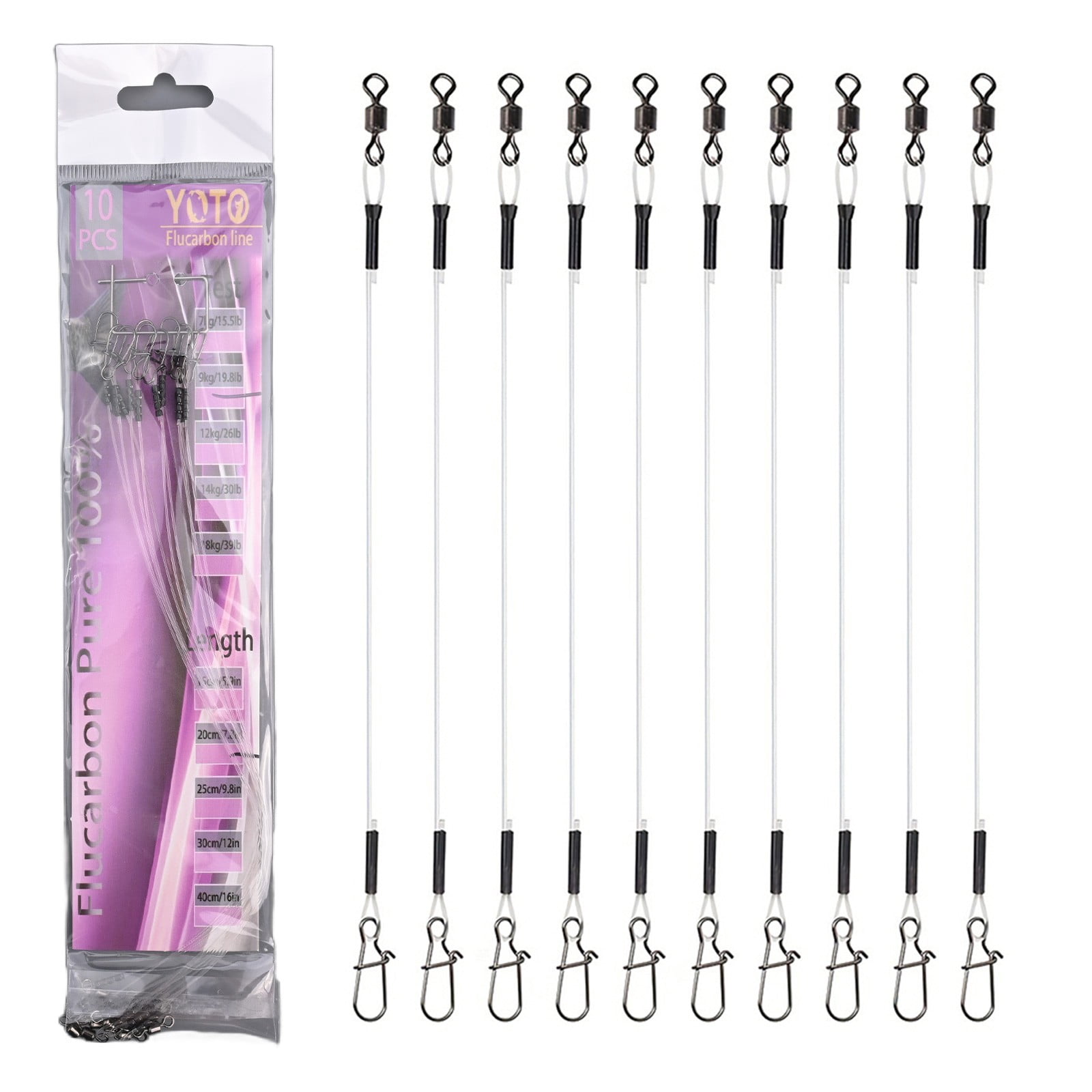 Fanjie Fluorcarbon Fishing Leaders Line 7-18Kg 12/20/25/30/40Cm With ...