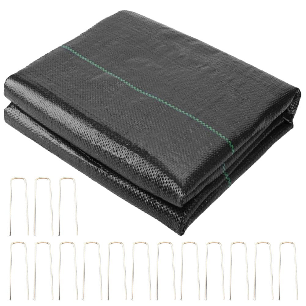 Fankenuo Landscape Fabric Grass Grow Barrier with 15 Stakes (Available ...