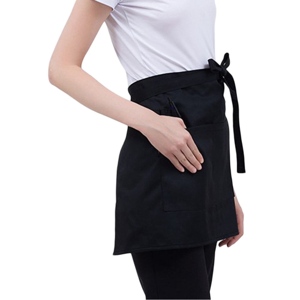 Fankenuo Men's Women's Short Black Apron For Western Restaurant Cafe ...