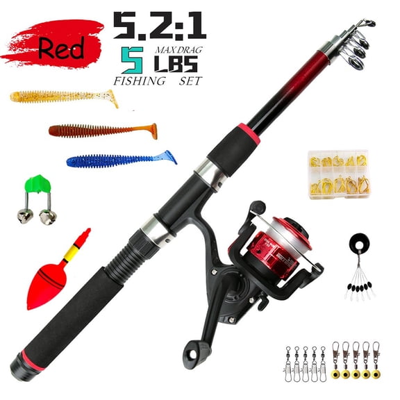 LEO FISHING FISHING Kids Fishing Pole, Telescopic Fishing Rod and Reel ...