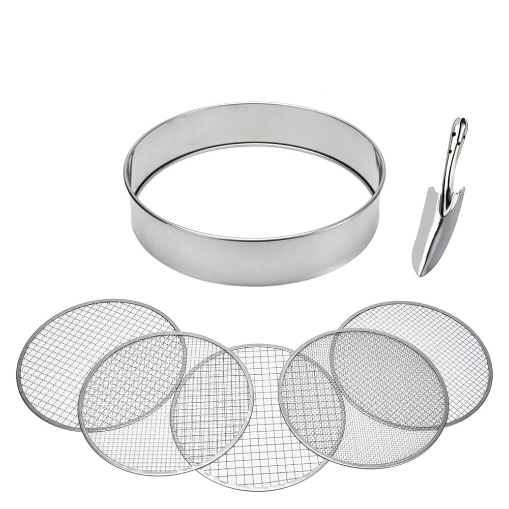 Fankenuo Stainless Steel Soil Sieve Set Mesh Sieve Sifting Pan 5 Size ...