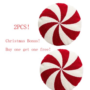 Christmas Candy Throw Pillows, Cute Fluffy Plush Pillows Winter Home ...