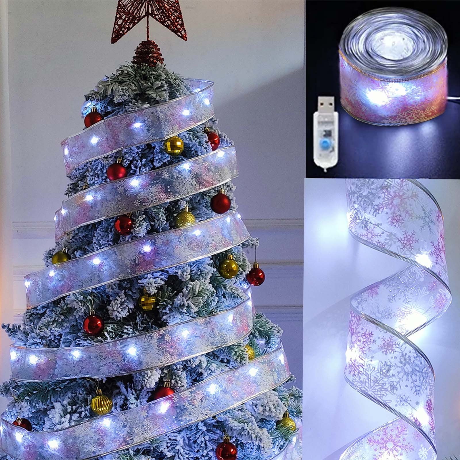 Fankiway Christmas Tree Light, LED Ribbon Christmas Lights Battery ...