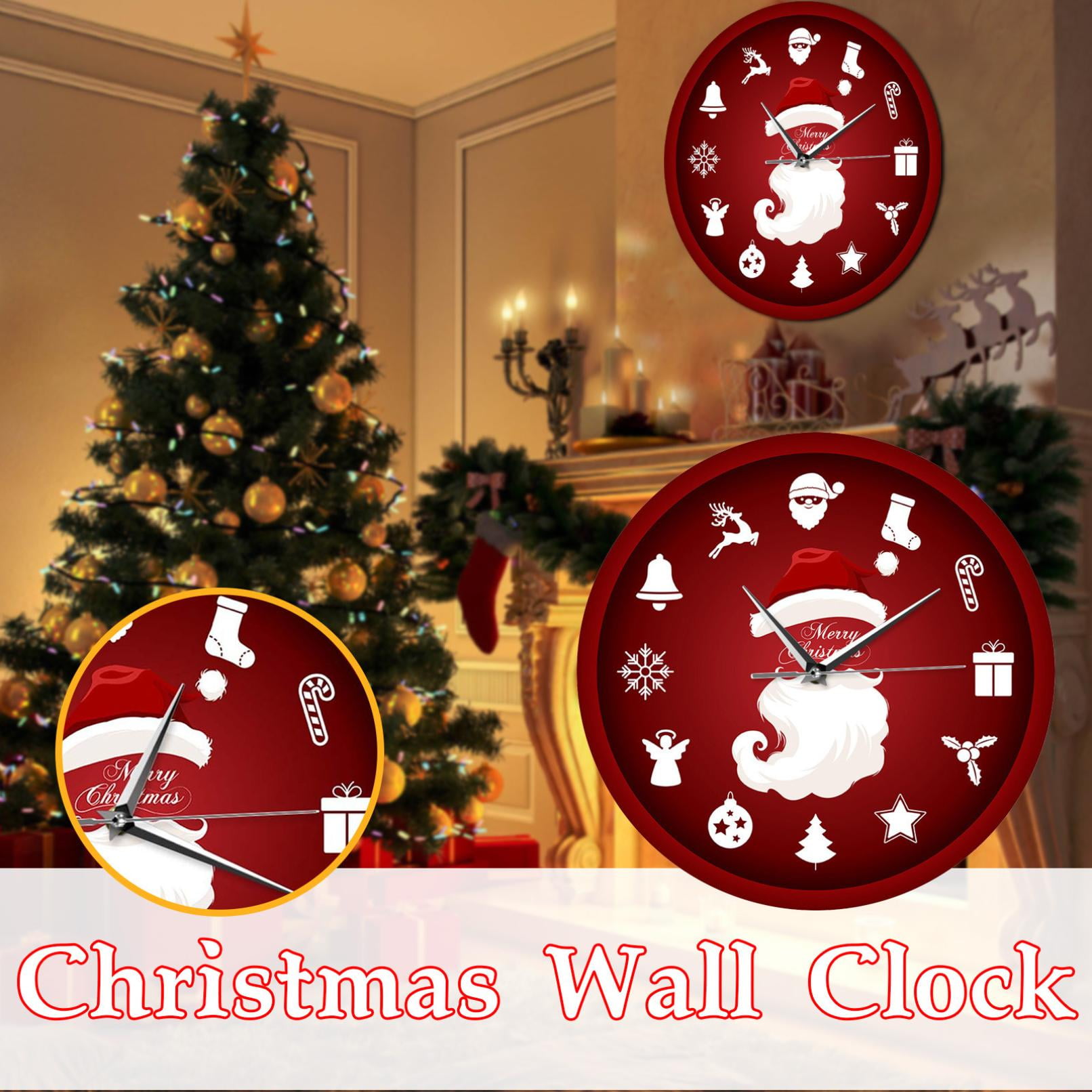 Fankiway Christmas Wall Clock Christmas Decorations Christmas Santa ...