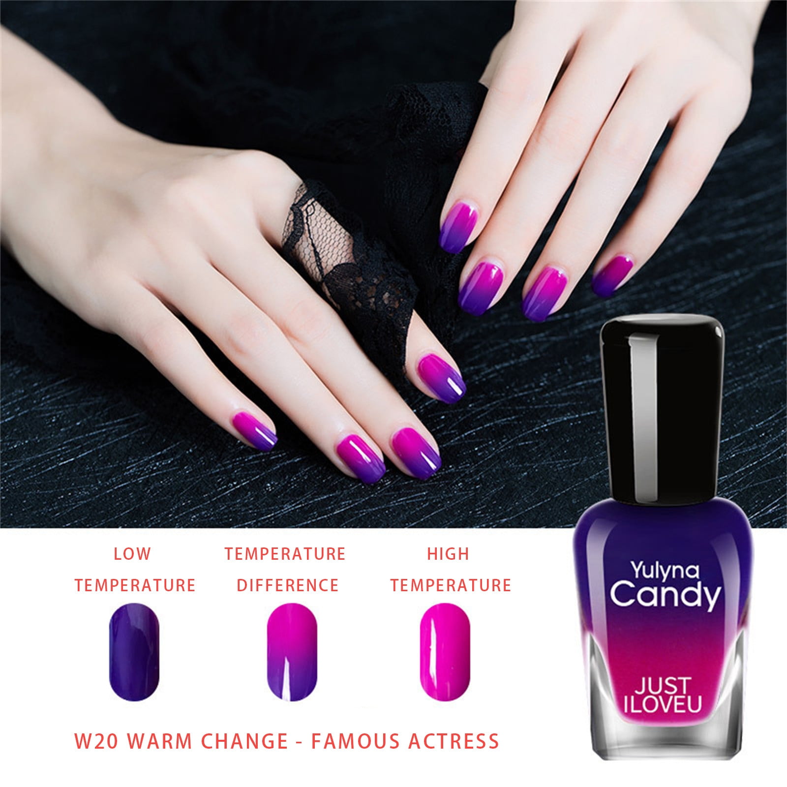 Fankiway Color Change Nail Polish Temperature Change Nail Polish Color ...
