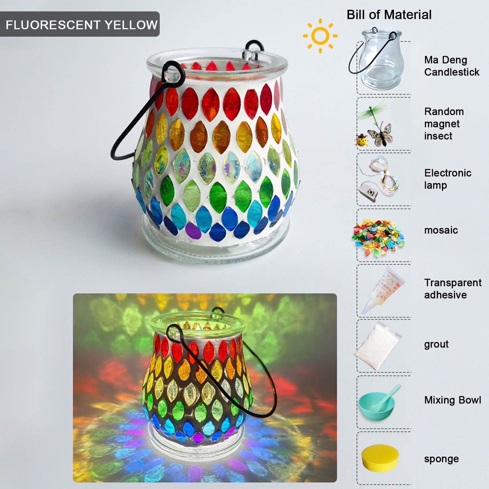 Fankiway DIY Mosaic Night Light Kit, Make Your Own Mosaic Night Light ...