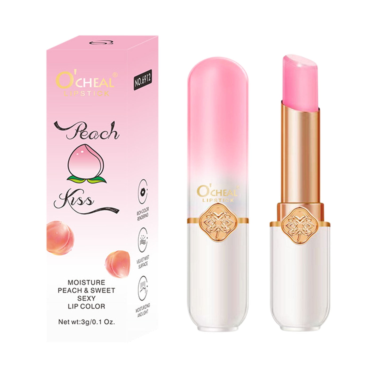 Fankiway Fruit-flavored Color-changing Lip Balm, Peach Strawberry ...