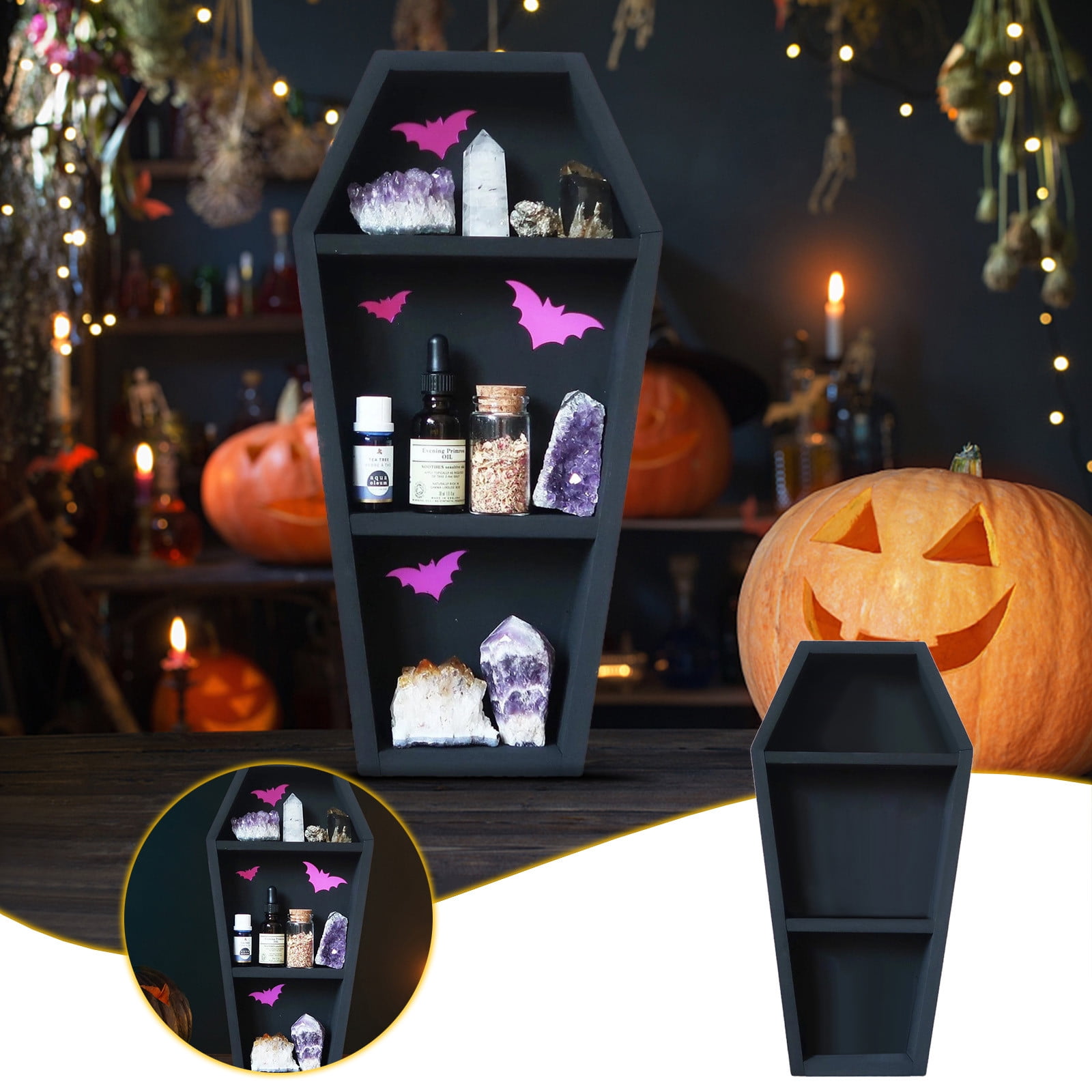 Fankiway Home Decor Mirror Crystal Display Rack Coffin Rack， Mirrored ...