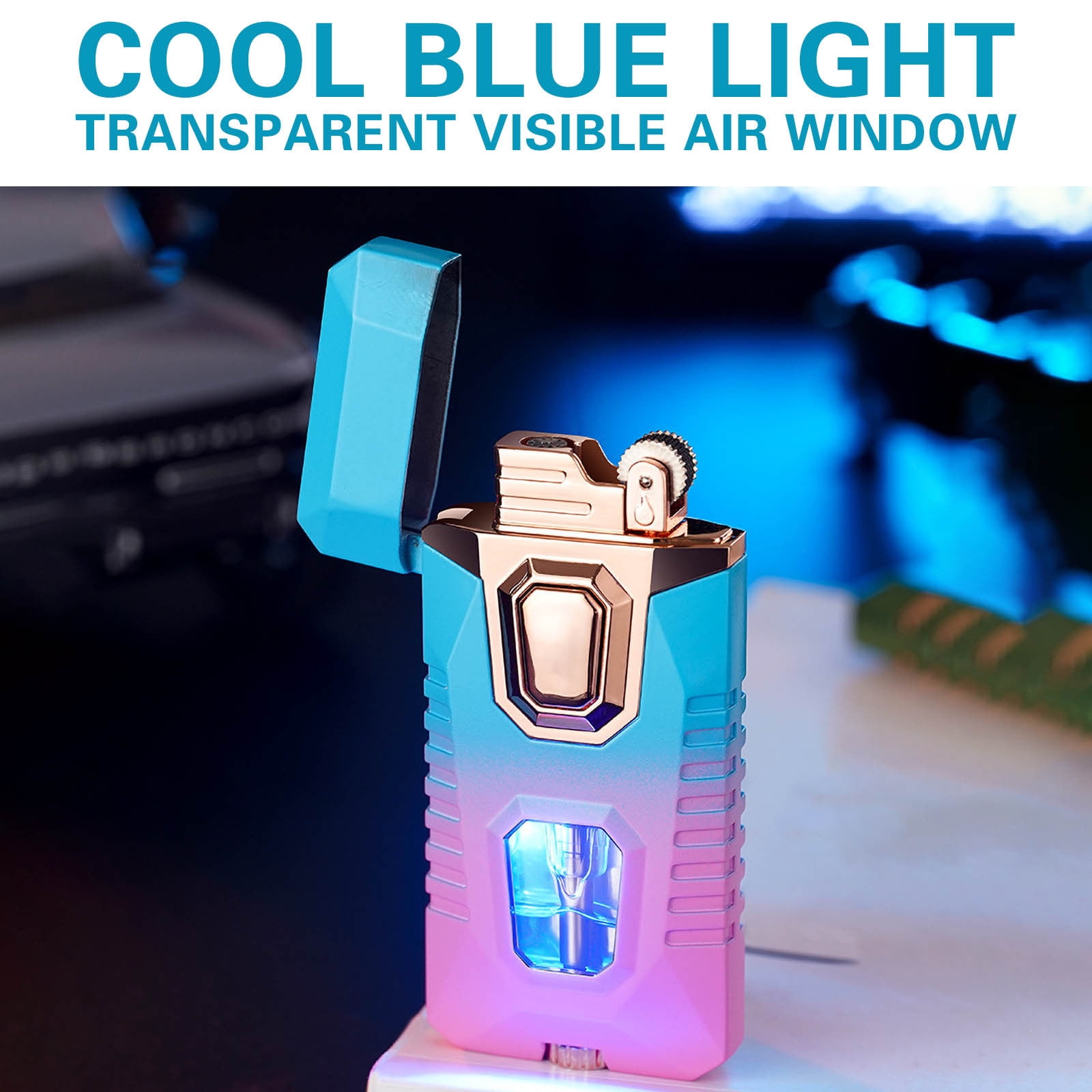Fankiway Lighters for Candle, Flame Lighter with 5 Flints Blue Visible ...