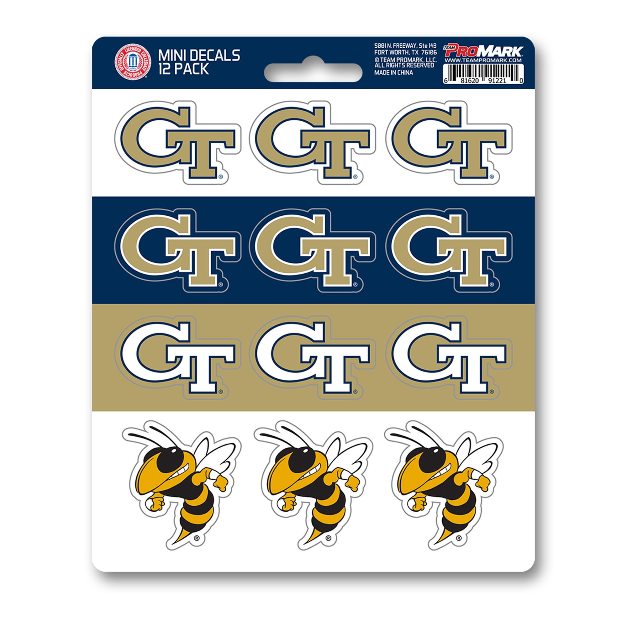 Georgia Tech Yellow Jackets Mini Decals - 12 Pack - Walmart.com