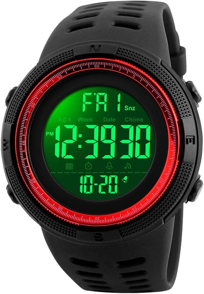 Fanmis Men'S Digital Led Sports Watch Military Multi-Function 12 Hour ...