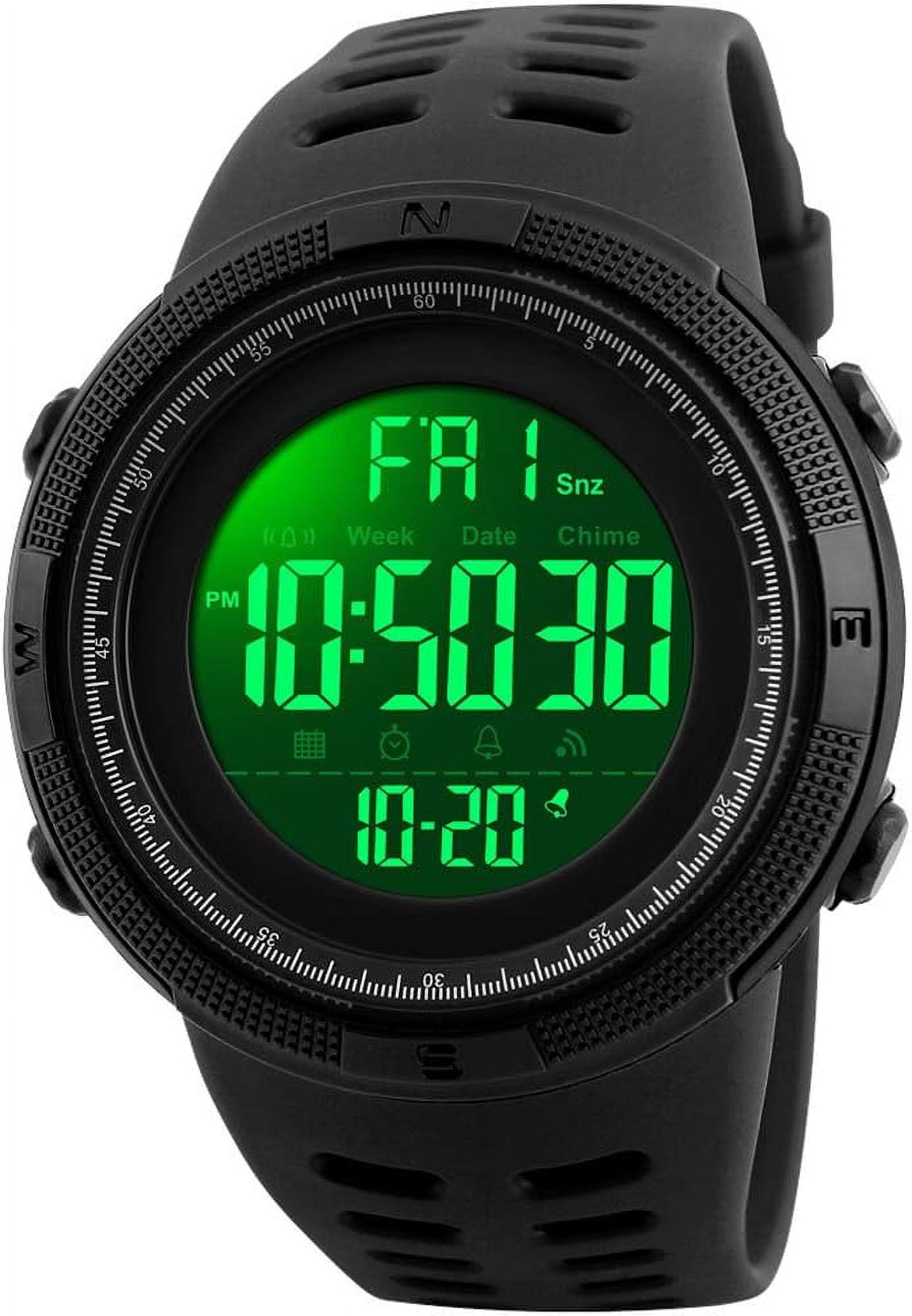 Fanmis Men'S Digital Led Sports Watch Military Multi-Function 12 Hour ...