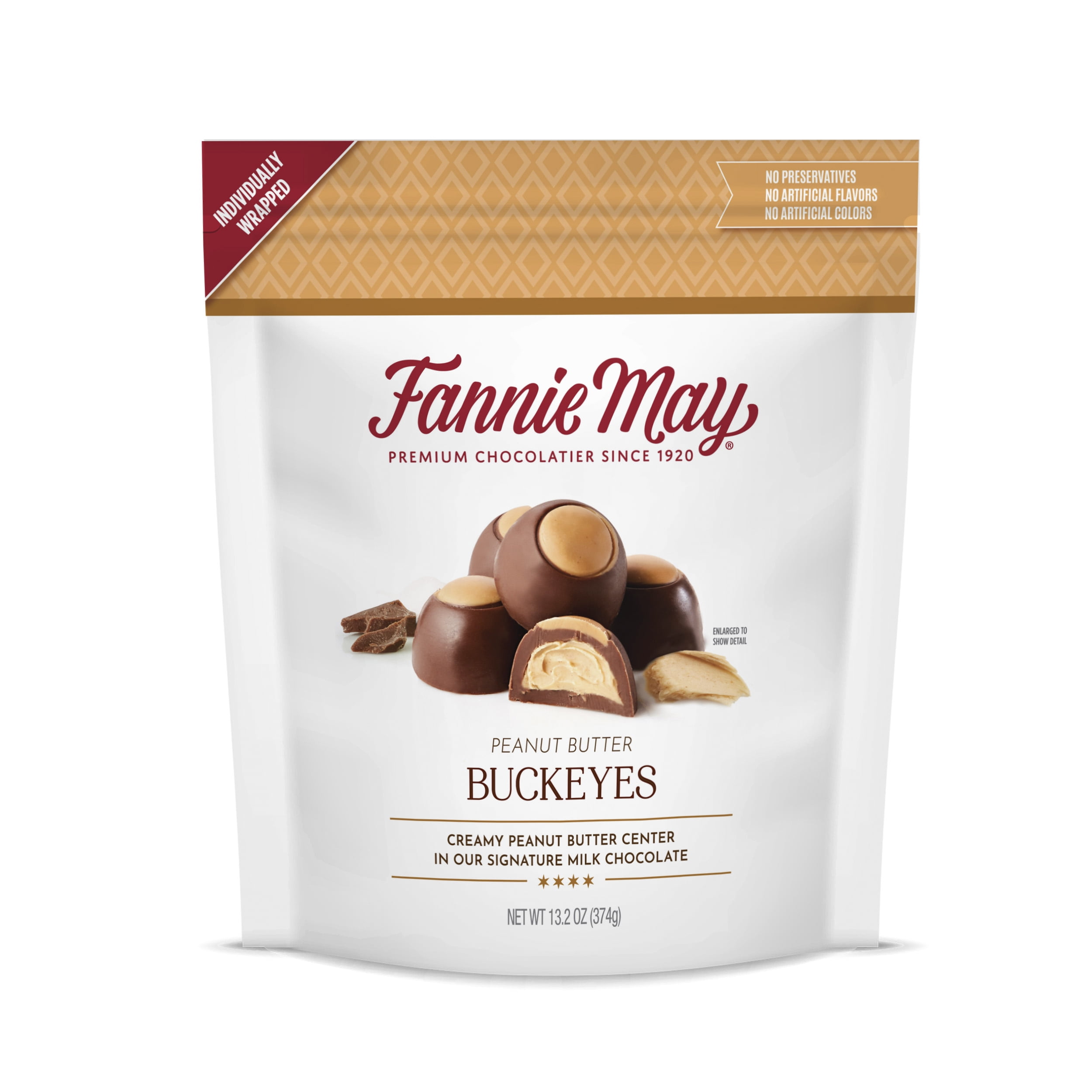 Fannie May, Milk Chocolate Candy, Peanut Butter Buckeyes, 4.5 Oz Bag - Walmart.com