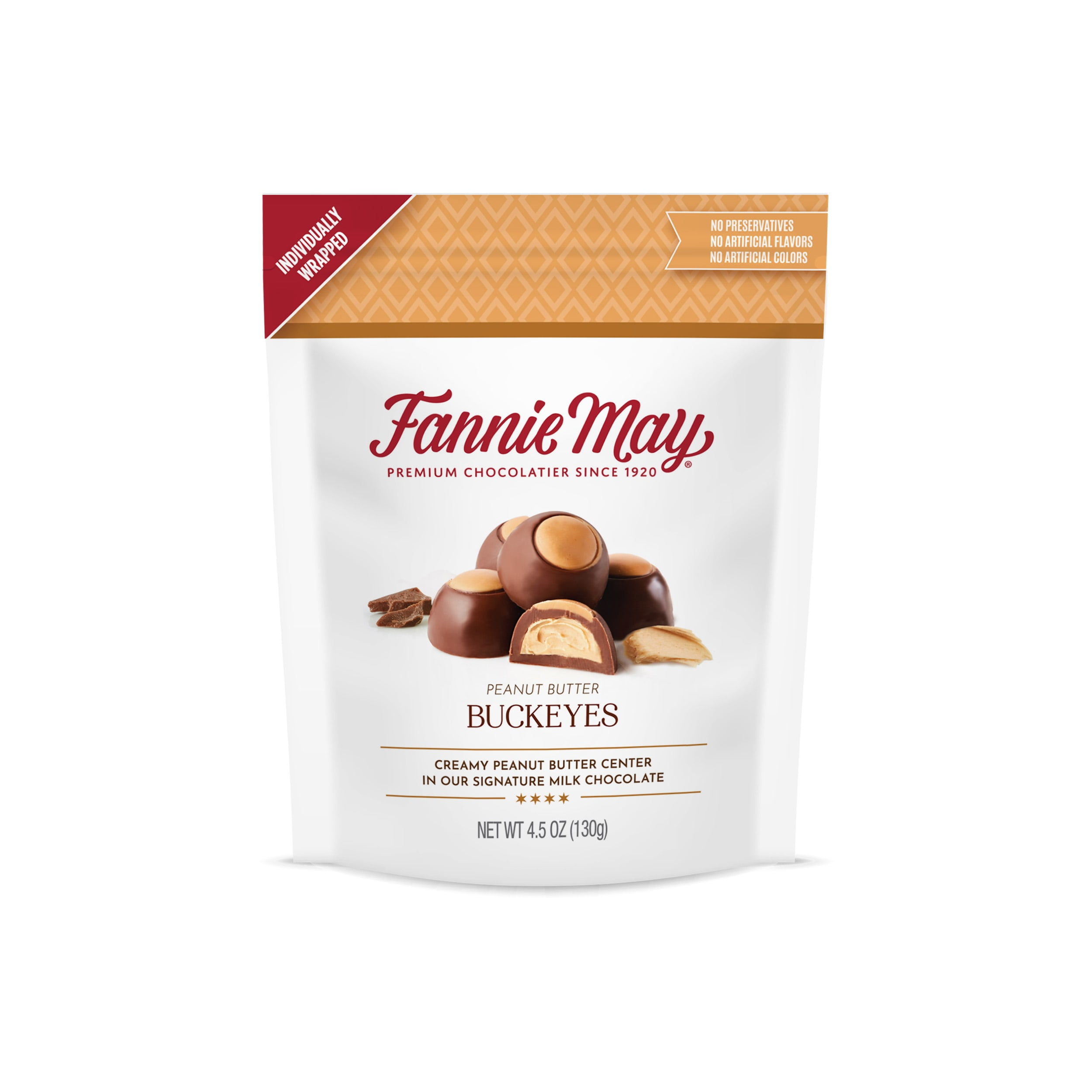 Fannie May, Milk Chocolate Candy, Peanut Butter Buckeyes, 4.5 oz Bag ...
