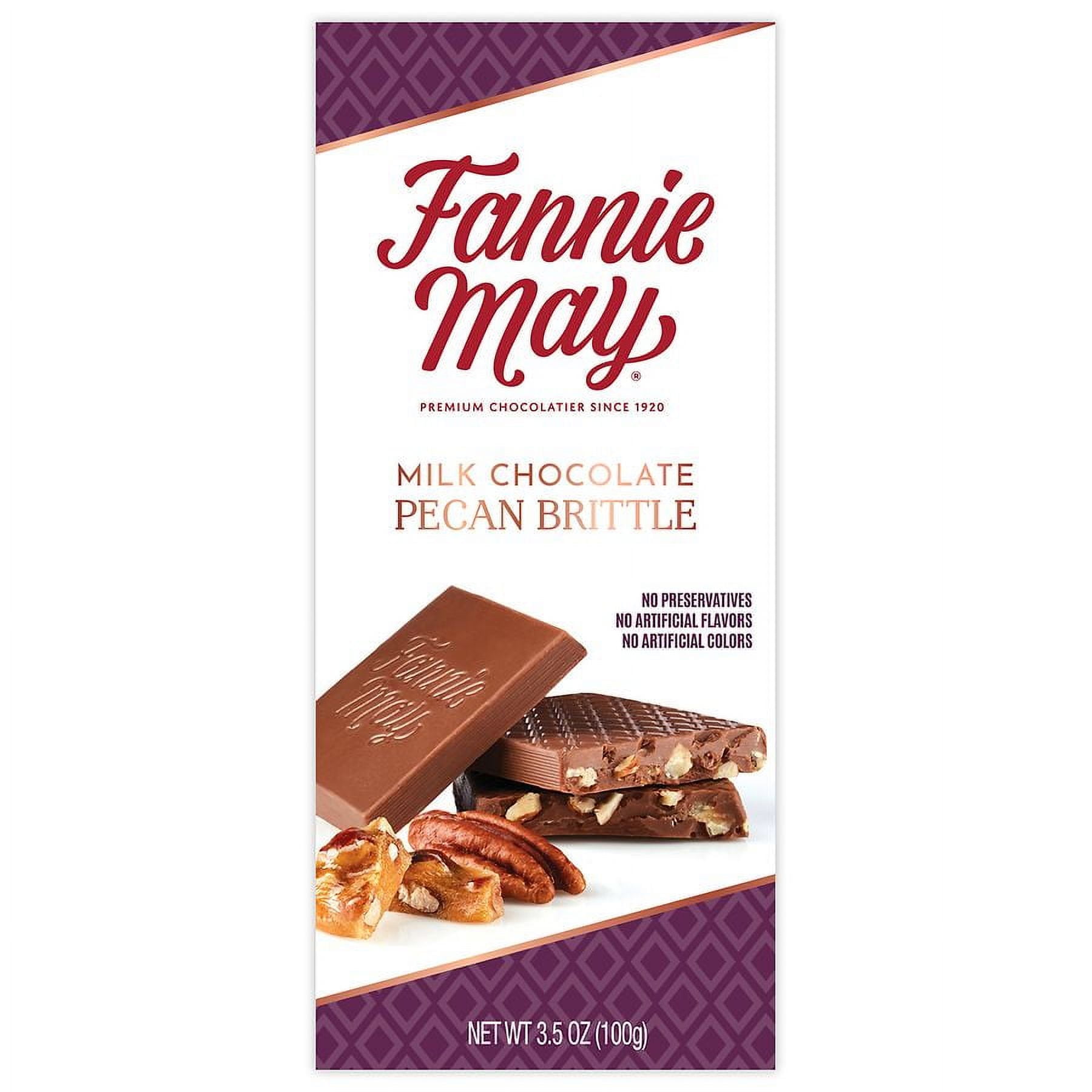 Fannie May Milk Chocolate Pecan Brittle Tablet 3.5 oz Pack of 2 ...