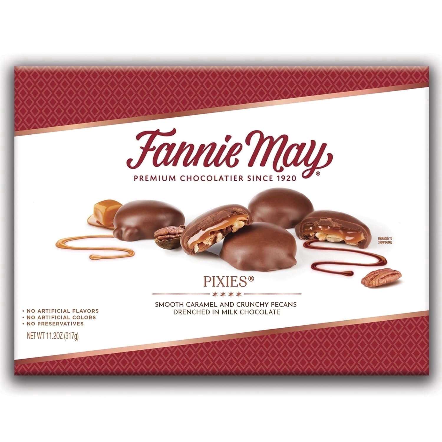 Fannie May, Milk Chocolate Pixies with Caramel and Pecans, 11.2oz Box ...