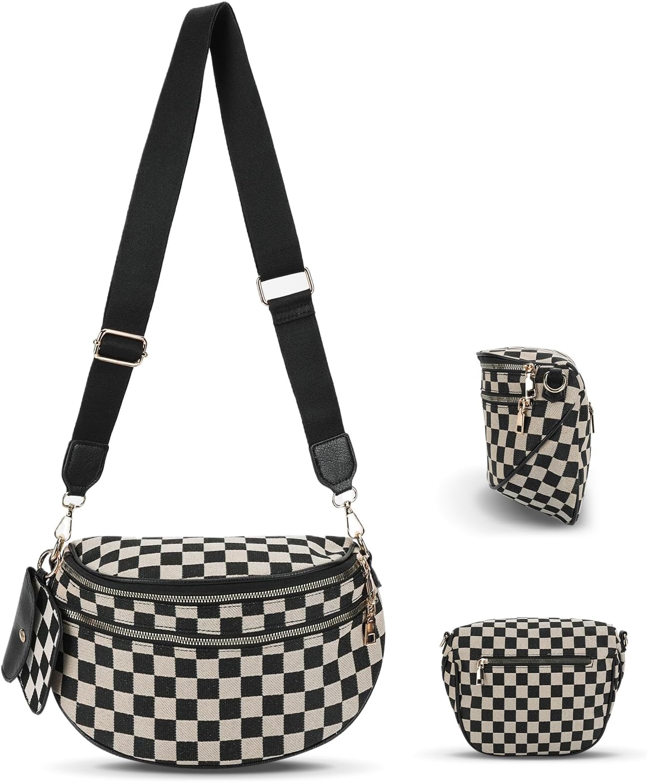 Fanny Bum Packs for Women,Canvas Checkered Crossbody Bag Checkered ...