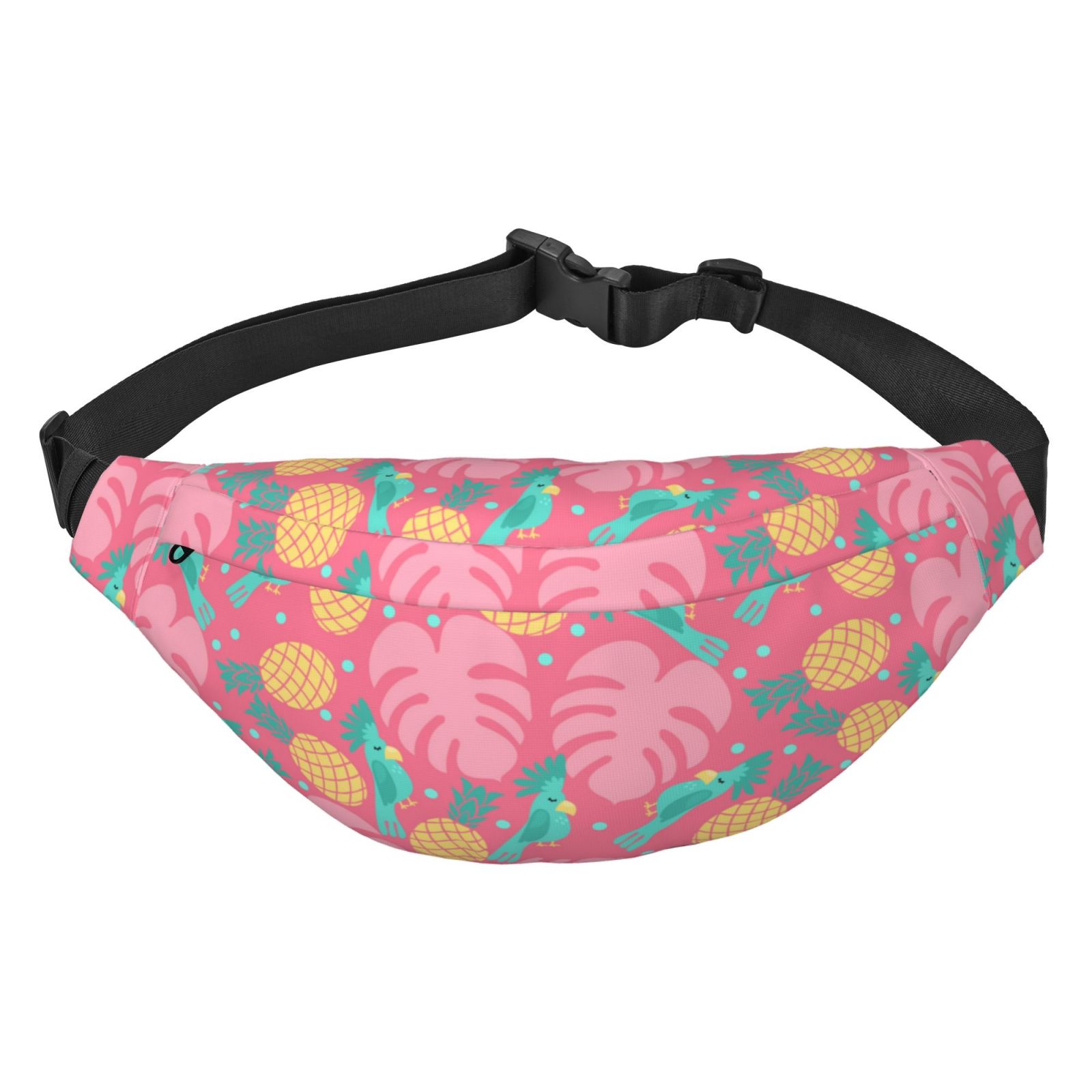 Fanny Pack For Women Men, Cartoon Cockatoo Parrot Leaves Pink ...
