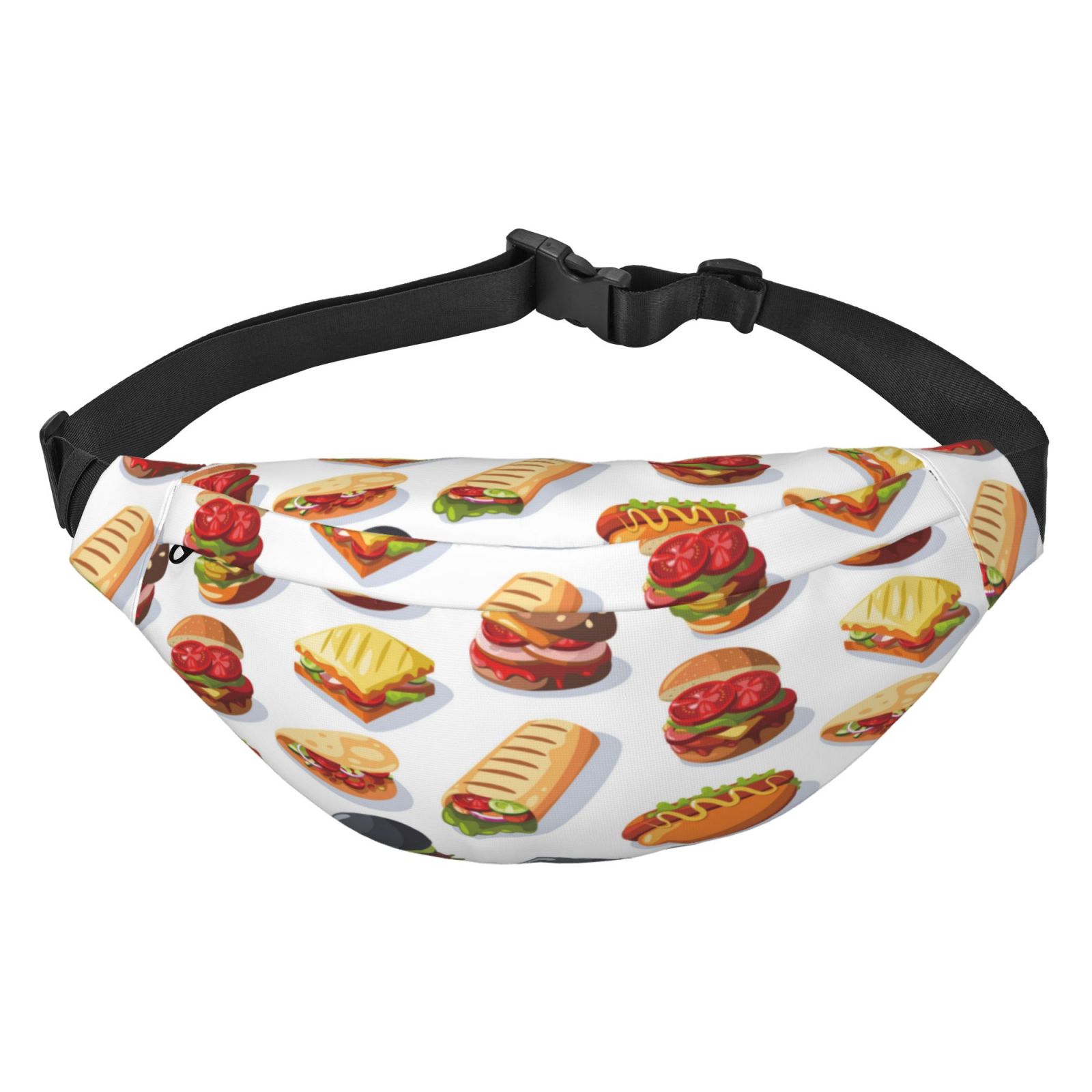 Fanny Pack For Women Men, Cute Cheese Hamburger Chicken Roll Waterproof ...