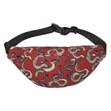 Fanny Pack For Women Men, Minimalist Sketch Funny Snake Red Waterproof ...