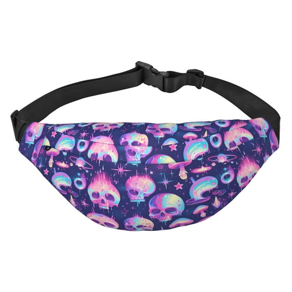 Fanny Pack For Women Men, Skull Rainbow Color Waterproof Sling Belt Bag ...