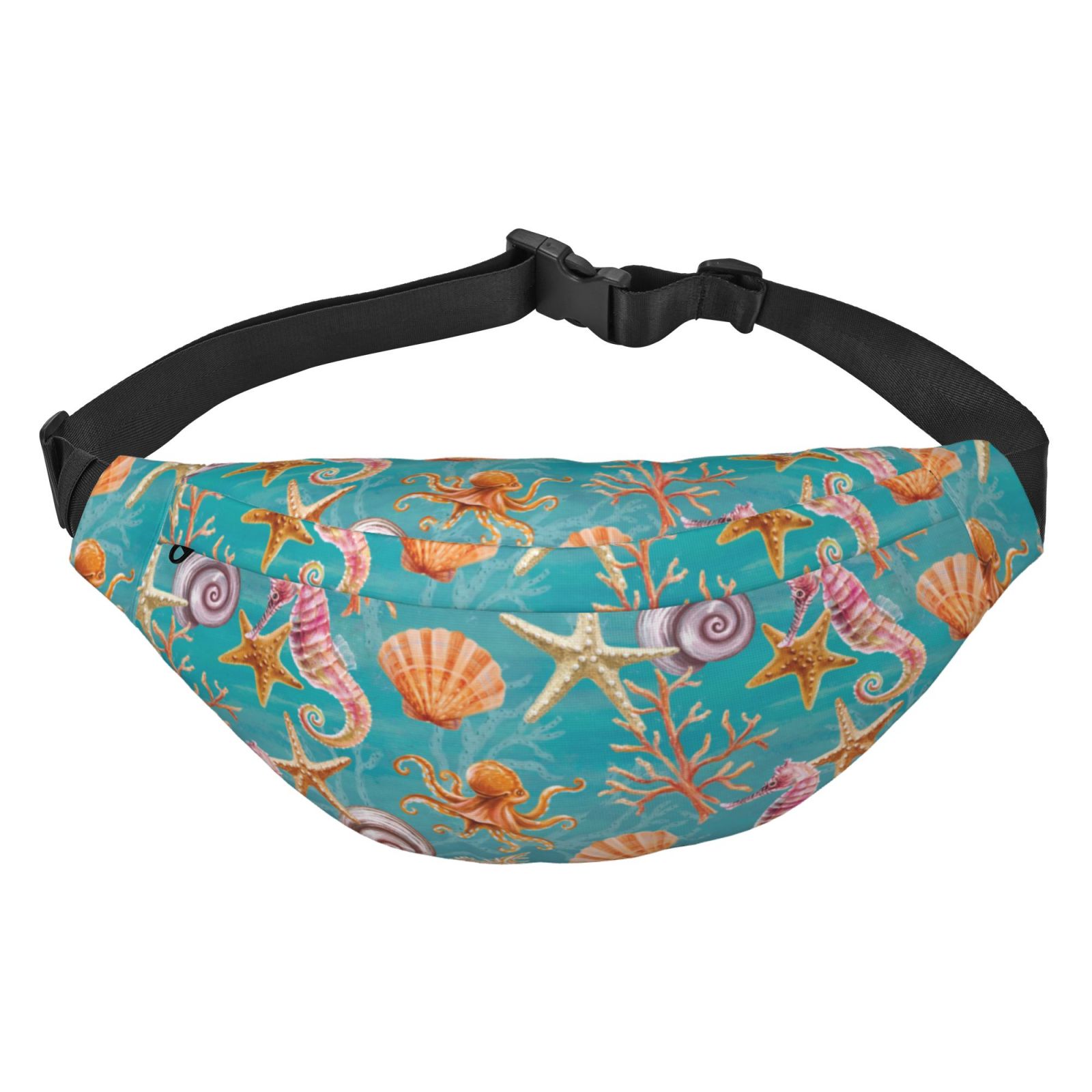 Fanny Pack For Women Men, Starfish Seahorse Scallops Waterproof Sling ...