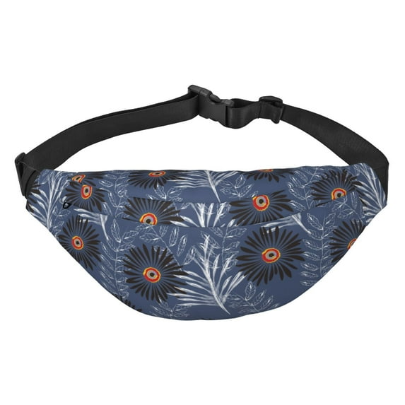 Fanny Pack For Women Men, Sunflowers Retro Black Waterproof Sling Belt ...
