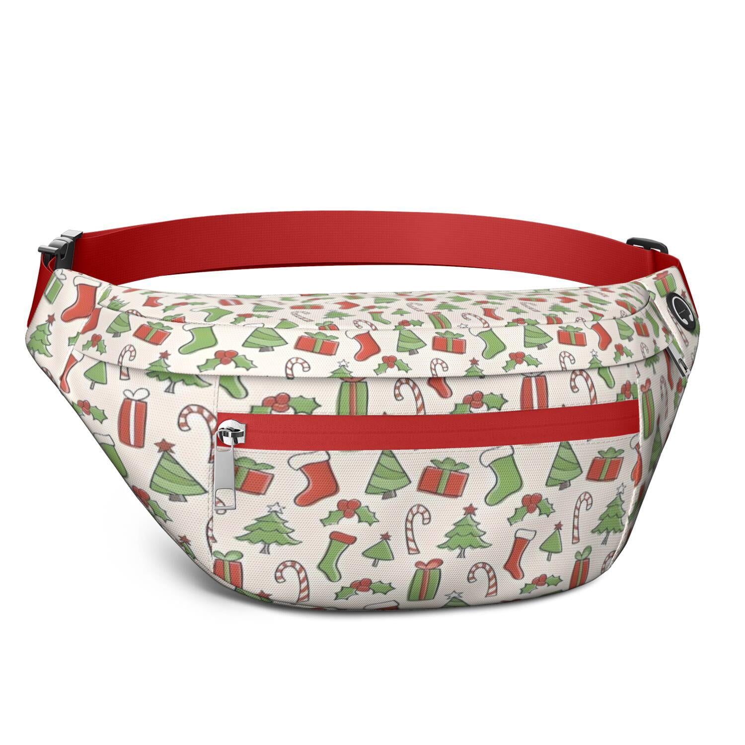 Fanny Pack Green and Red Christmas Pattern Waist Pack Bag,Running Cross ...